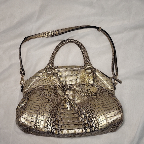Brahmin | Bags | Brahmin Metallic Gold Crocodile Shoulder Bag | Poshmark
